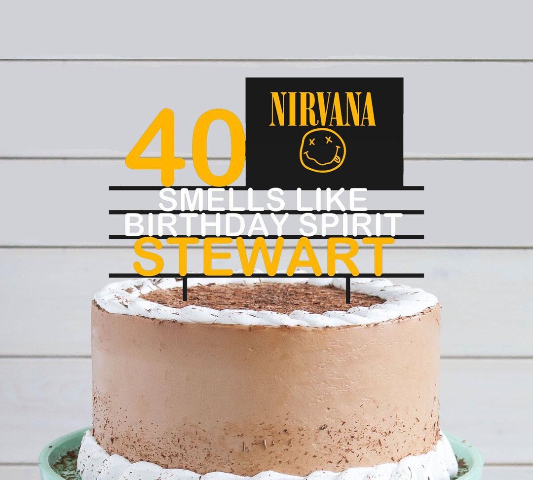 Personalised Nirvana Cake Topper - Custom Colour & Name Options ...