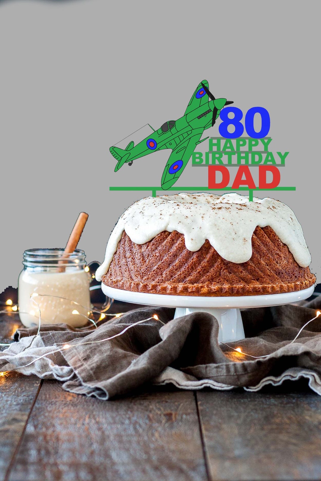 Spitfire RAF WW2 Vintage Any Colour Personalised Custom PLASTIC Cake ...