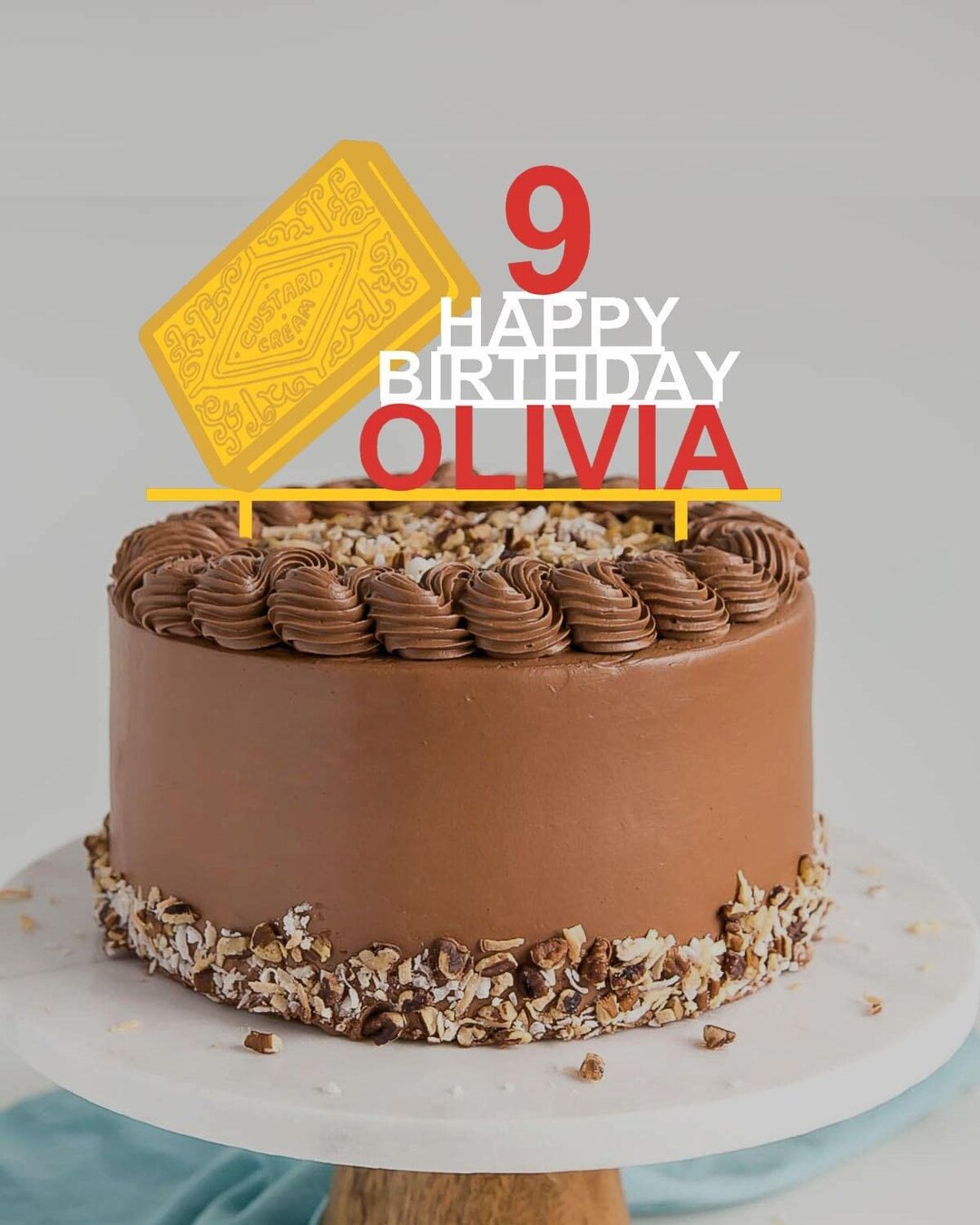 Personalised Plastic Cake Topper for Custard Cream Biscuit and Cookie ...