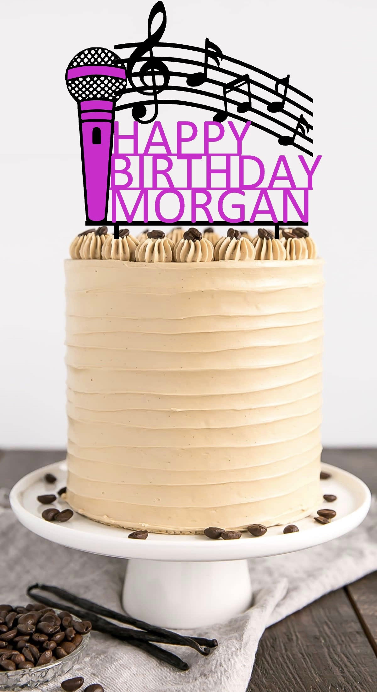 Music/microphone/singer Custom Personalised Birthday PLASTIC Cake ...