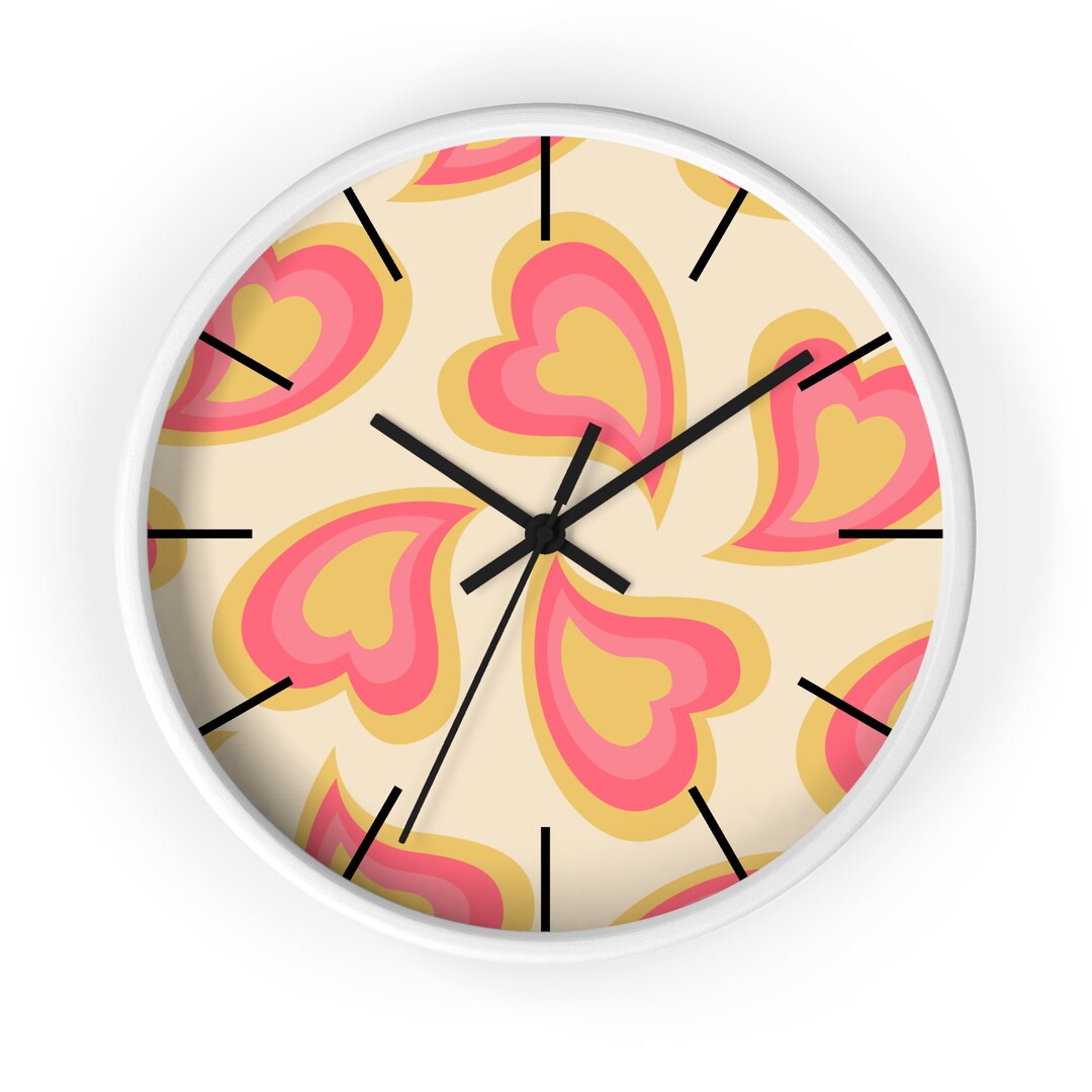 Retro Hearts Wall Clock: Groovy 70s Style Home Decor - Etsy