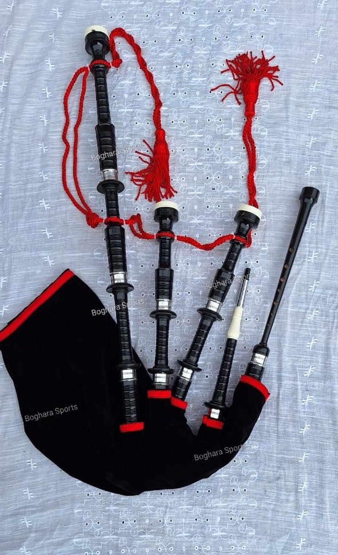 Black Velvet Sheesham Wood Premium Quality Bagpipe Black Finish Red ...