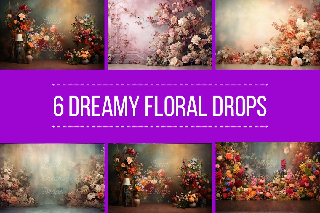 6 Fine Art Floral Digital Backdrops, Wedding Floral Backdrops ...