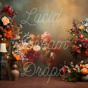 6 Fine Art Floral Digital Backdrops, Wedding Floral Backdrops ...