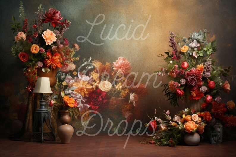 6 Fine Art Floral Digital Backdrops, Wedding Floral Backdrops ...