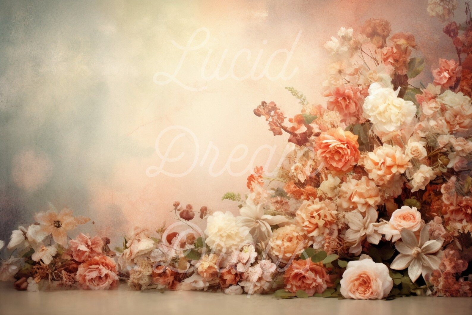 6 Fine Art Floral Digital Backdrops, Wedding Floral Backdrops ...