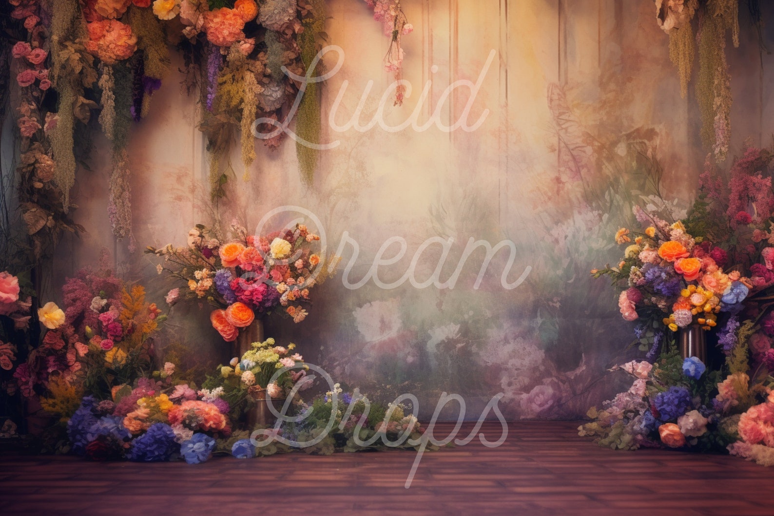 6 Fine Art Floral Digital Backdrops, Wedding Floral Backdrops ...