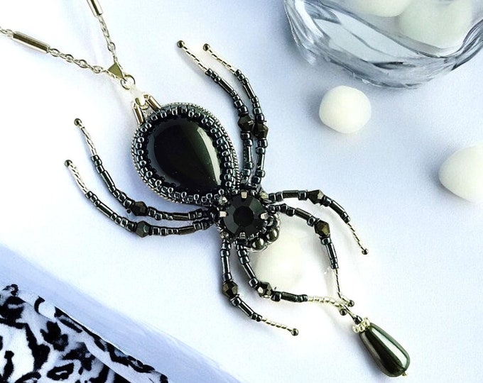 Gothic Necklace, Black Spider Pendant Necklace for Goth Gifts ...