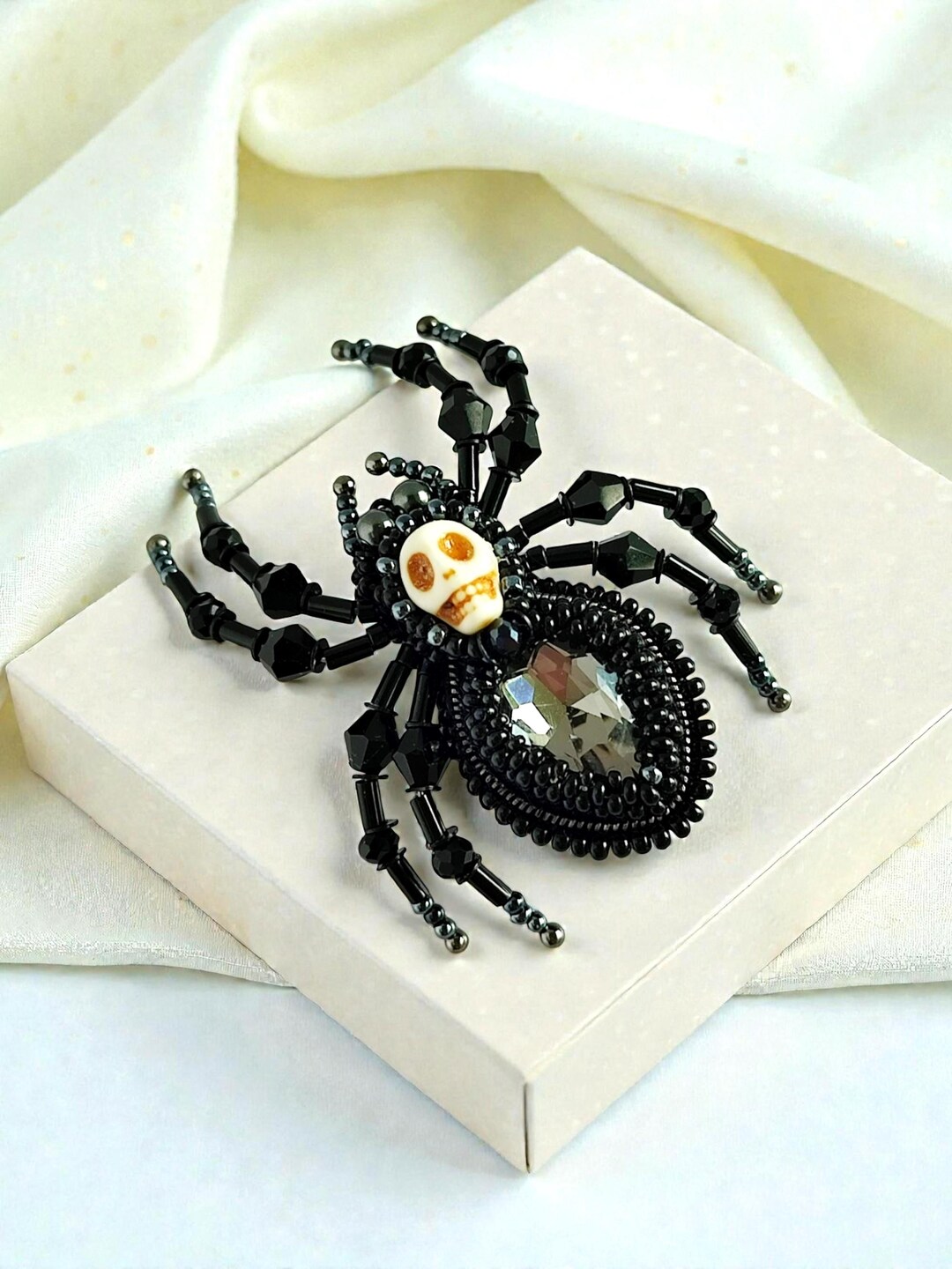 Creepy Spider Brooch With Skull, Gothic Inspired Dark Academia Jewelry ...