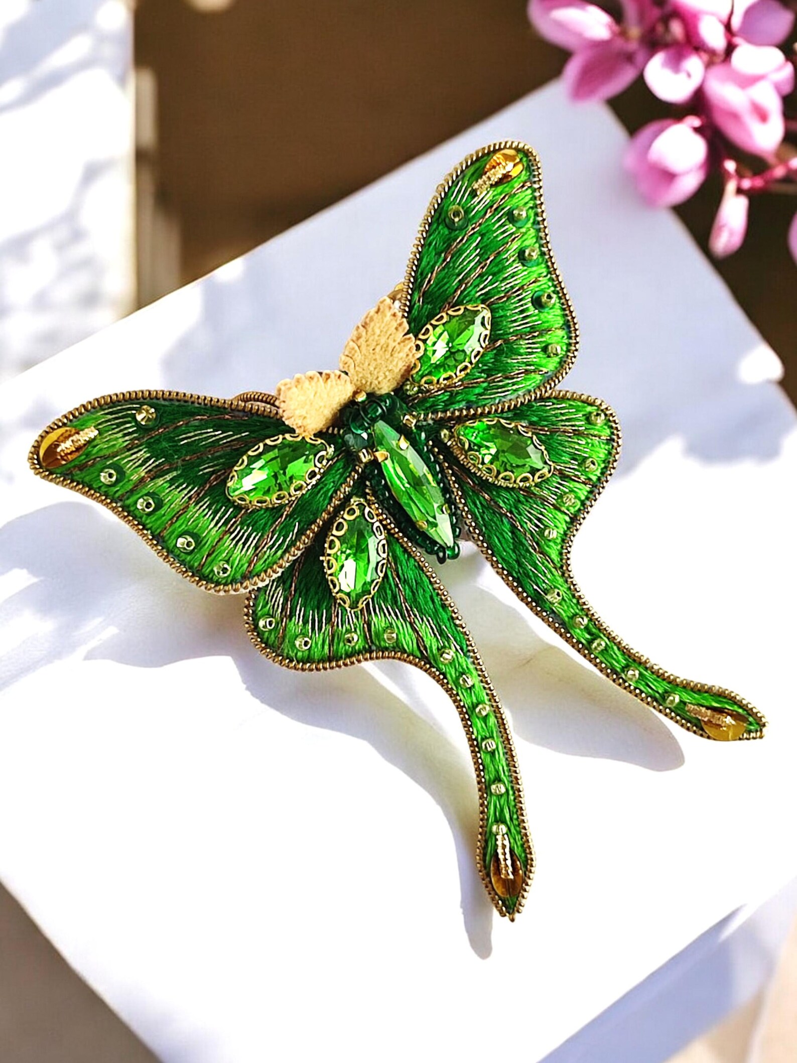 Luna Moth Pin, Handcrafted Actias Luna Brooch Nature Lover Gift for ...