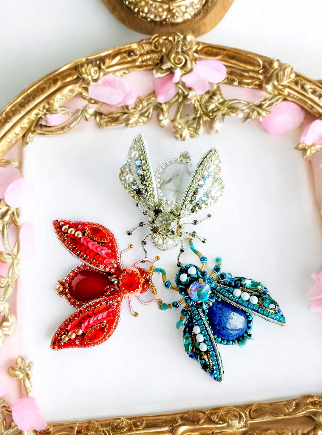 Fly Insect Brooch Pin, Nature Inspired Beaded Insect Beetle Brooch ...