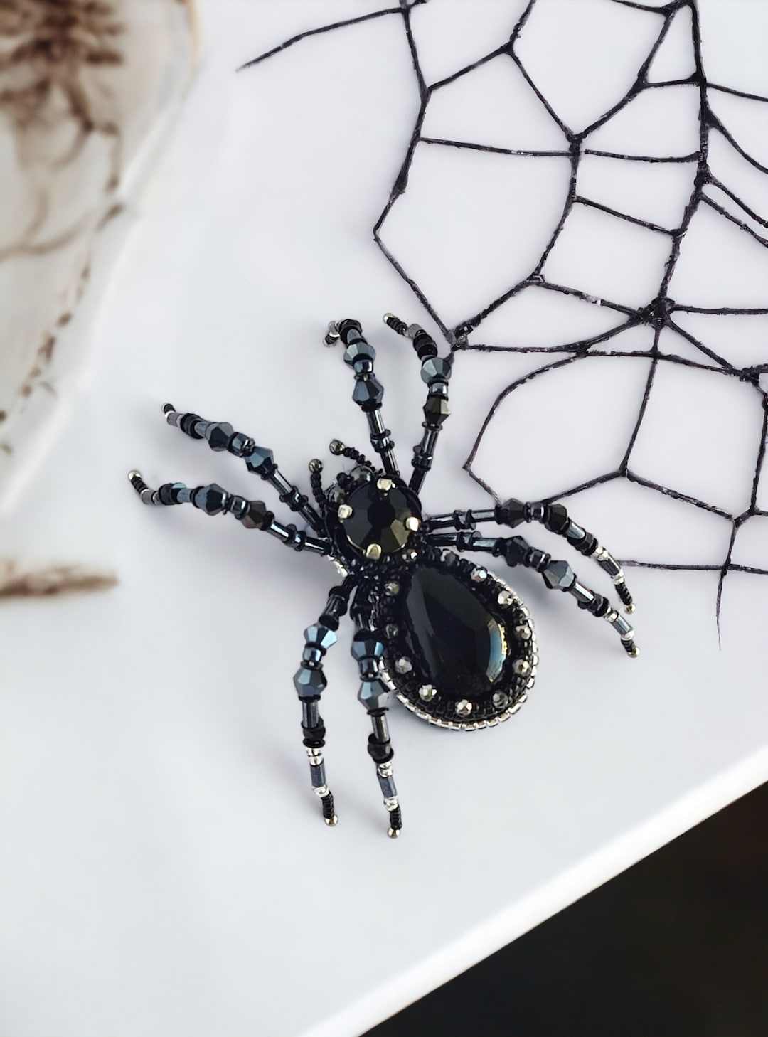 Halloween Spider Creepy Brooch, Black Spider Brooch, Gothic Spider ...
