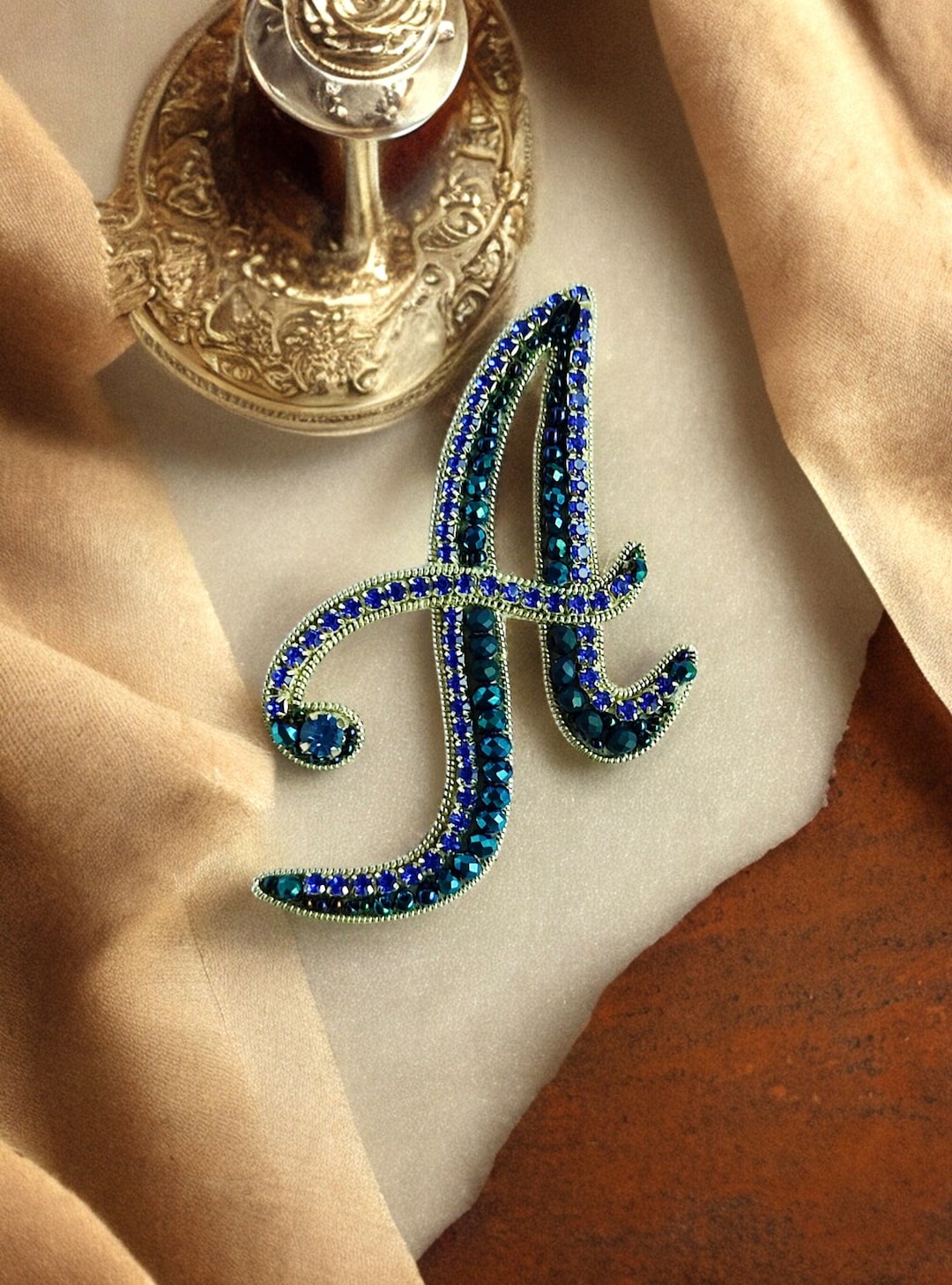 Letter A Brooch, Beaded Letter Brooch Pin, Initial Letter Monogram ...