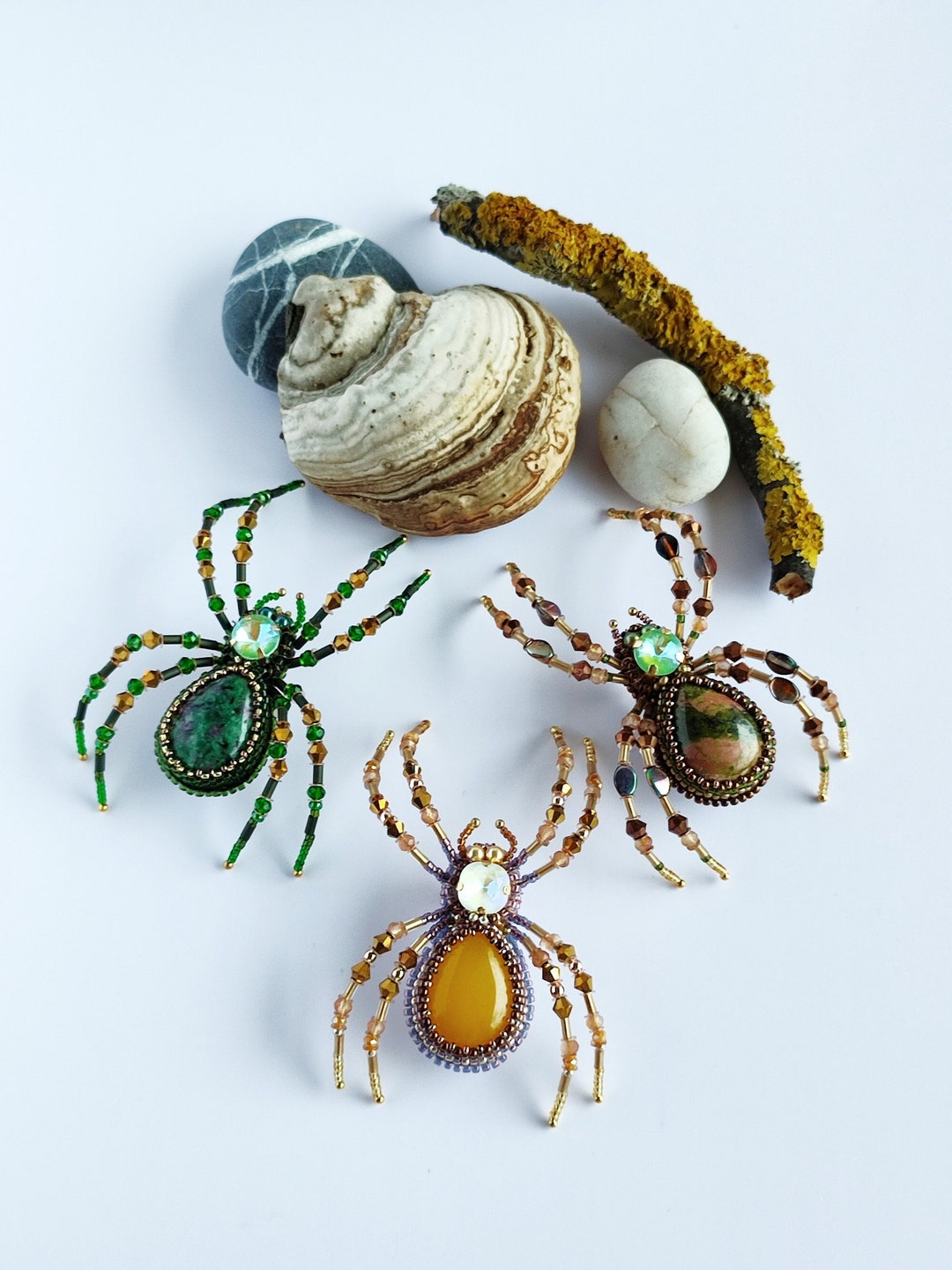 Handmade Spider Brooch With Natural Stones, Perfect Handmade Spider ...