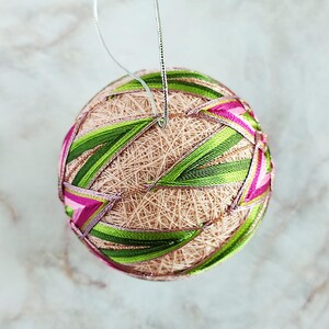 Colorful Floral Temari Ball Christmas Tree Hanging Charm, Japanese Art ...