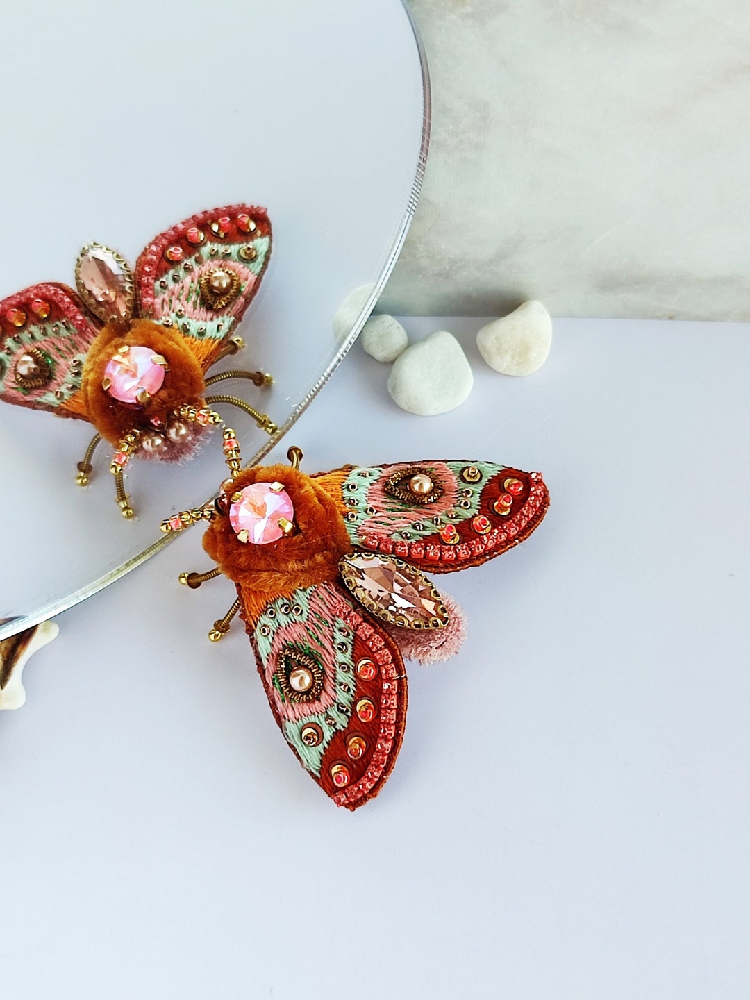 Embroidered Moth Brooch, Moth Pin Cheer up Gift for Nature Lovers ...