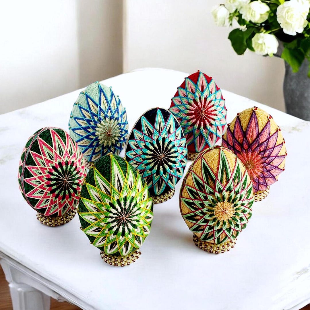Hand Embroidered Temari Easter Egg: Japanese Ornament, Spring Decor ...