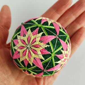 Temari Ball Ornament String Art Mandala Japanese Art, Sacred Geometry ...