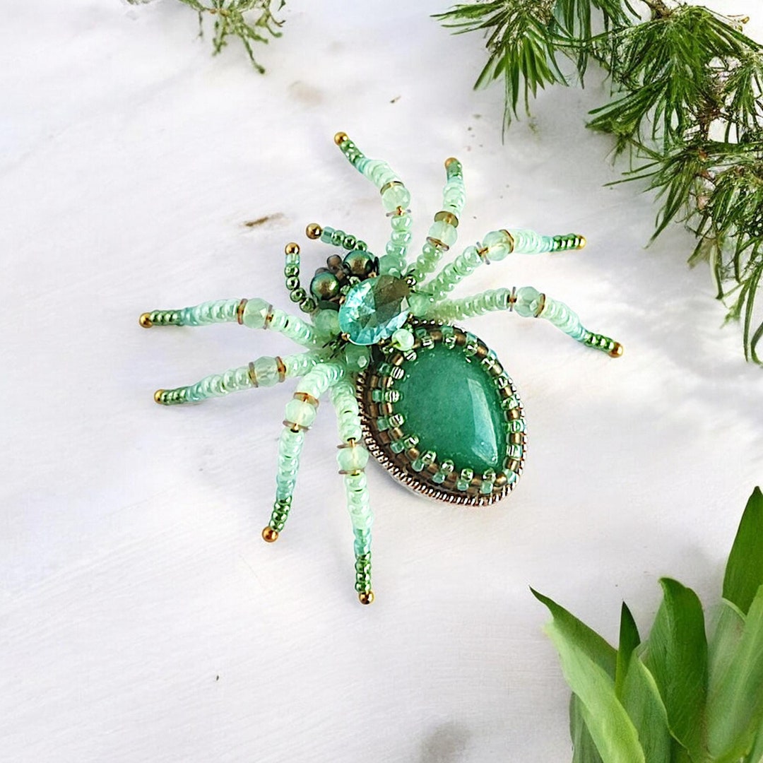 Spider Brooch Lime Cream, Crystal Spider Insect Pin, Trendy Jewelry for ...