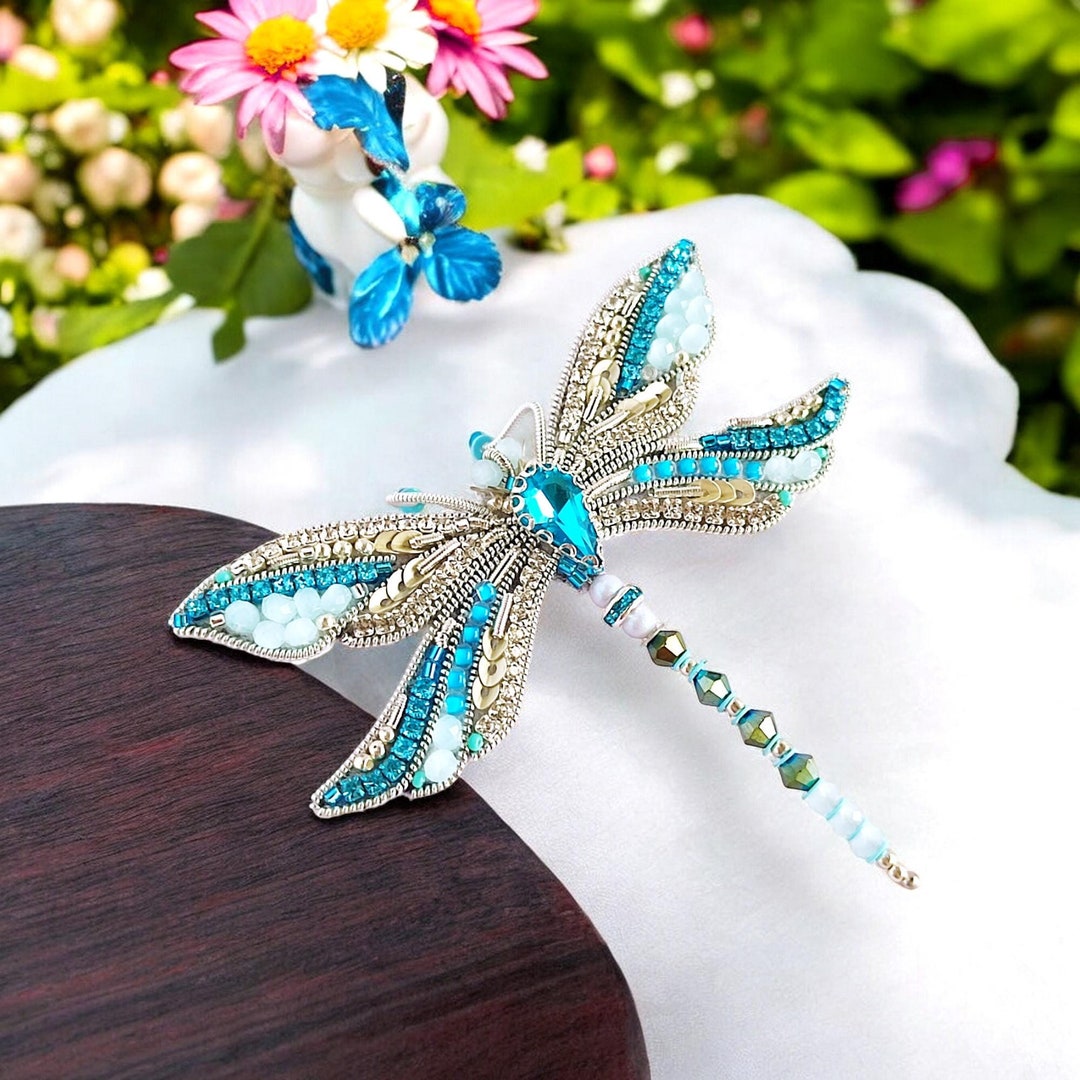 Blue Dragonfly Nature Inspired Insect Brooch, Artisan Crafted Whimsical ...