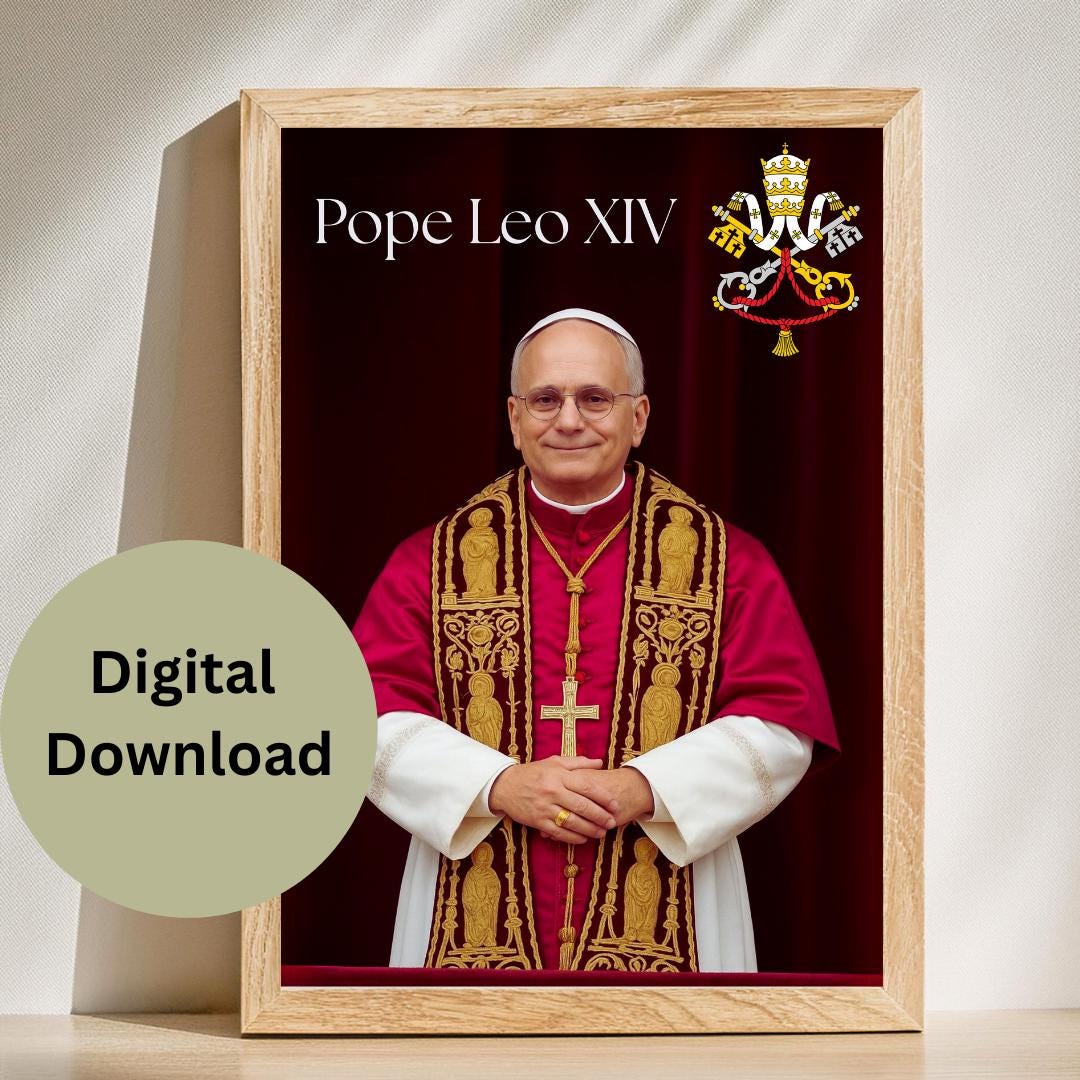 Pope Leo XIV Digital Art Print – Catholic Wall Art, Prayer Portrait ...