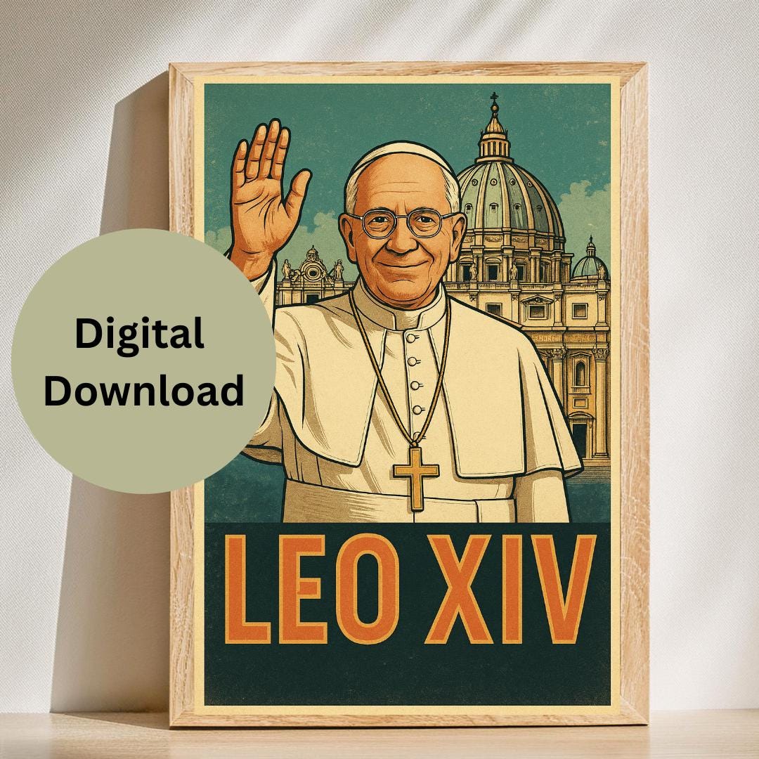 Retro Pope Leo XIV Poster – Vintage Catholic Art, Digital Download ...