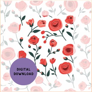 Seamless Minimalist Red Rose Digital Paper Seamless Rose Scrapbook ...