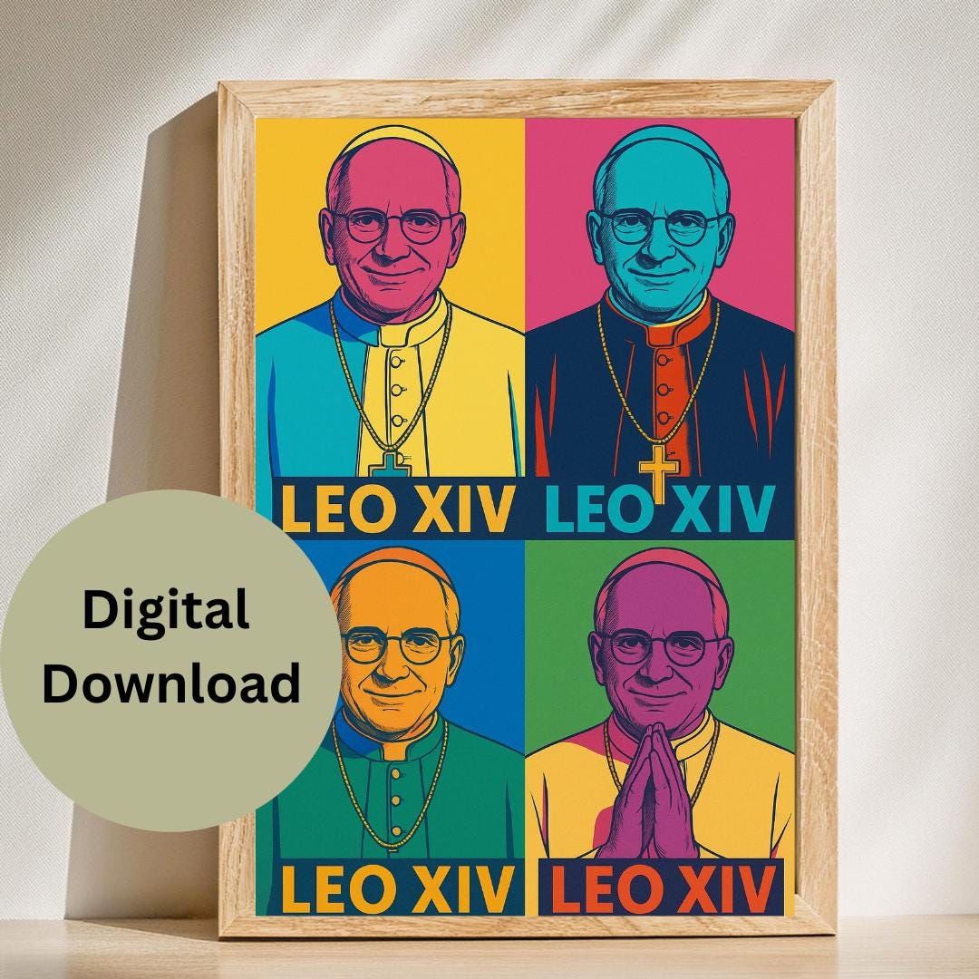 Pope Leo XIV Pop Art Poster – Catholic Digital Wall Art, Modern ...