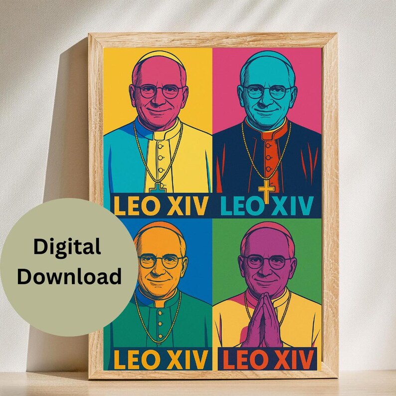 Pope Leo XIV Pop Art Poster – Catholic Digital Wall Art, Modern ...