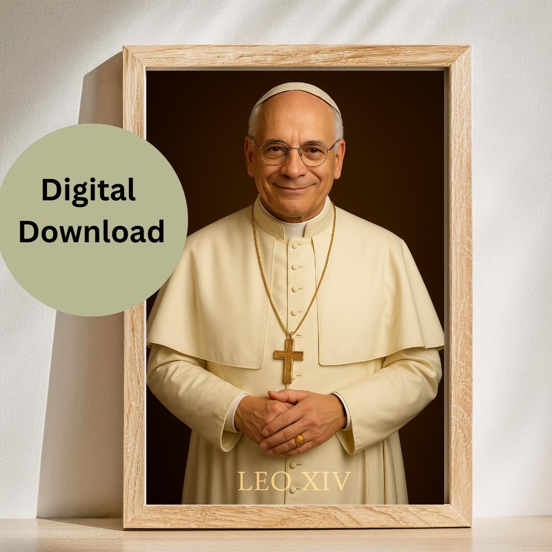Pope Leo XIV Digital Art Print – Catholic Wall Art, Prayer Portrait ...