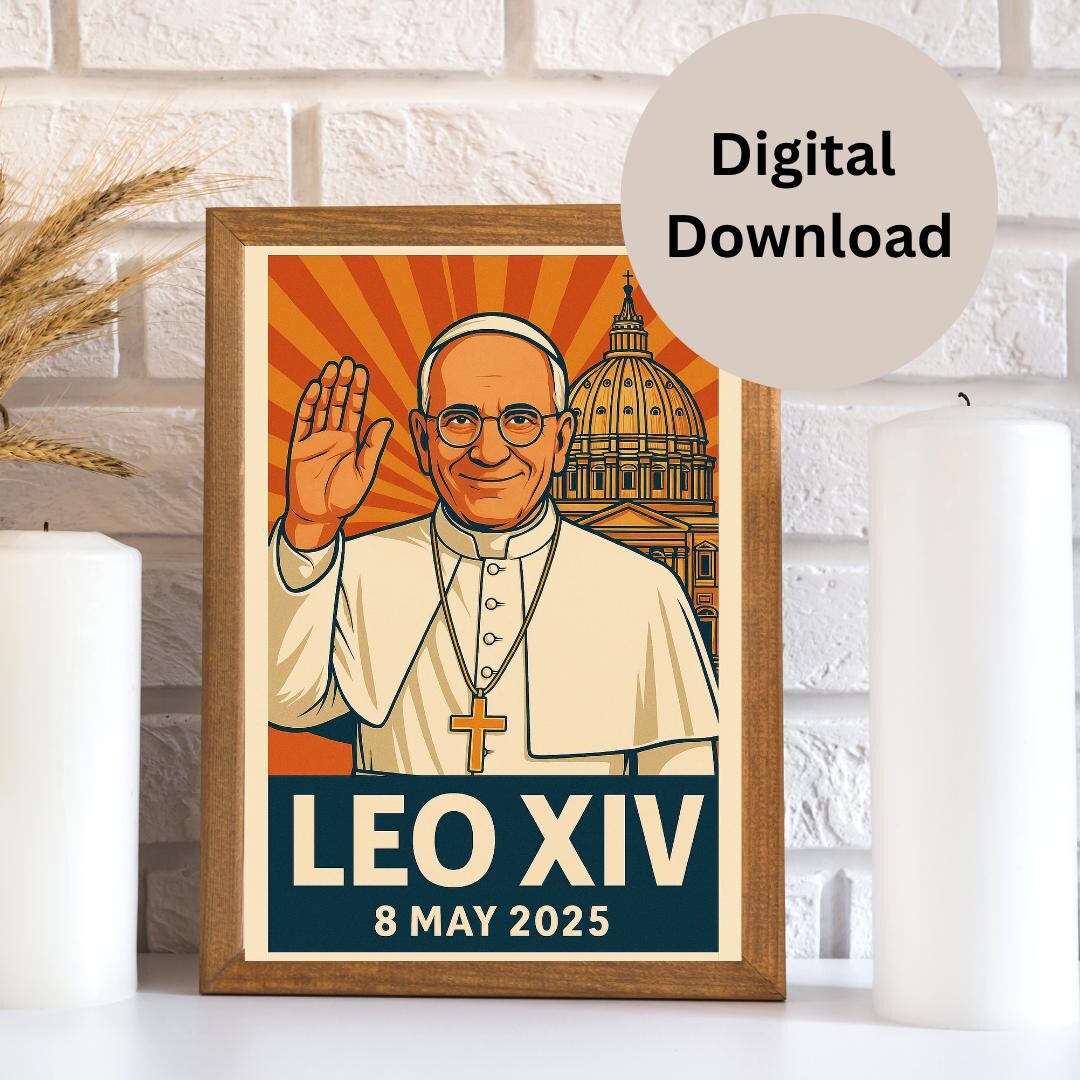 Pope Leo XIV Pop Art Poster – Catholic Digital Wall Art, Modern ...