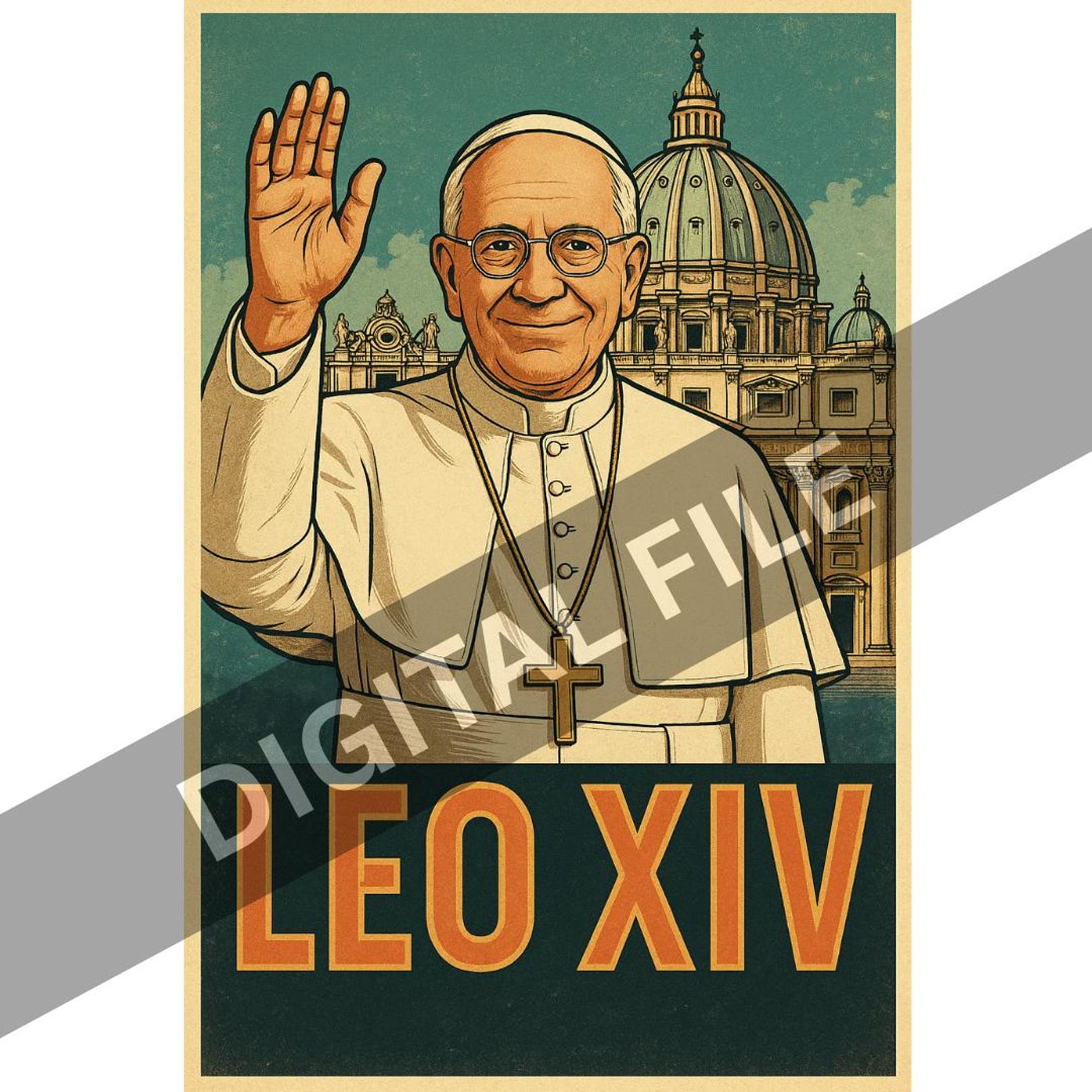 Retro Pope Leo XIV Poster – Vintage Catholic Art, Digital Download ...