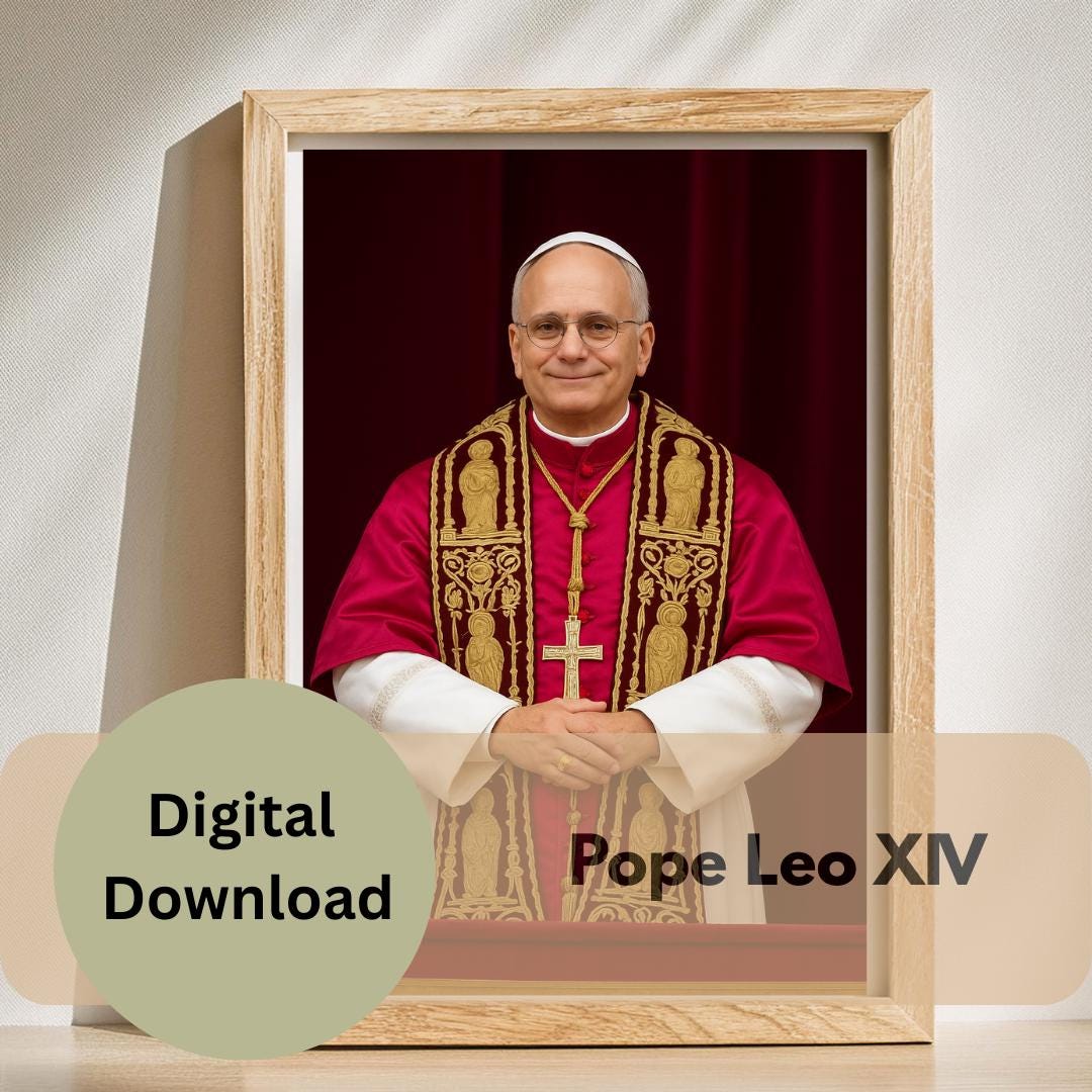 Pope Leo XIV Digital Art Print – Catholic Wall Art, Prayer Portrait ...