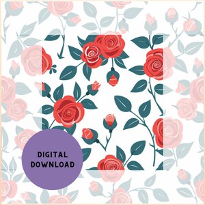 Seamless Minimalist Red Rose Digital Paper Seamless Rose Scrapbook ...