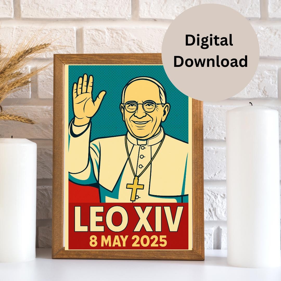 Pope Leo XIV Pop Art Poster – Catholic Digital Wall Art, Modern ...