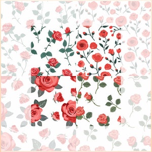 Seamless Minimalist Red Rose Digital Paper Seamless Rose Scrapbook ...