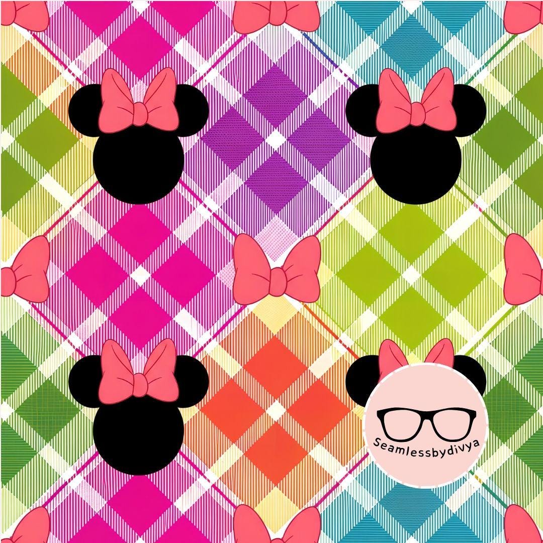 Girly Mouse Ears Seamless PNG Pattern for Fabric Print, Bow PNG ...