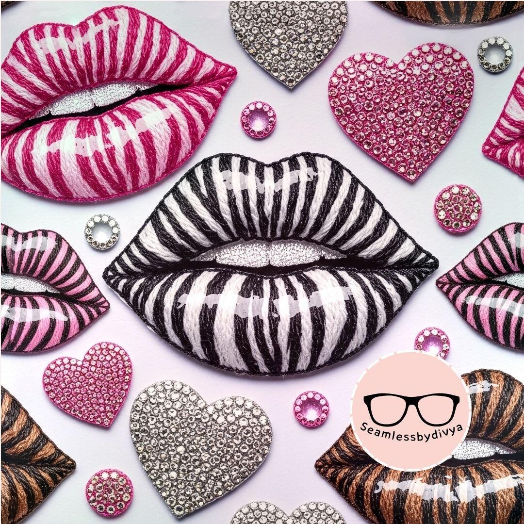 Zebra Tiger Lip Seamless Digital Paper, Glam Animal Print Sublimation ...