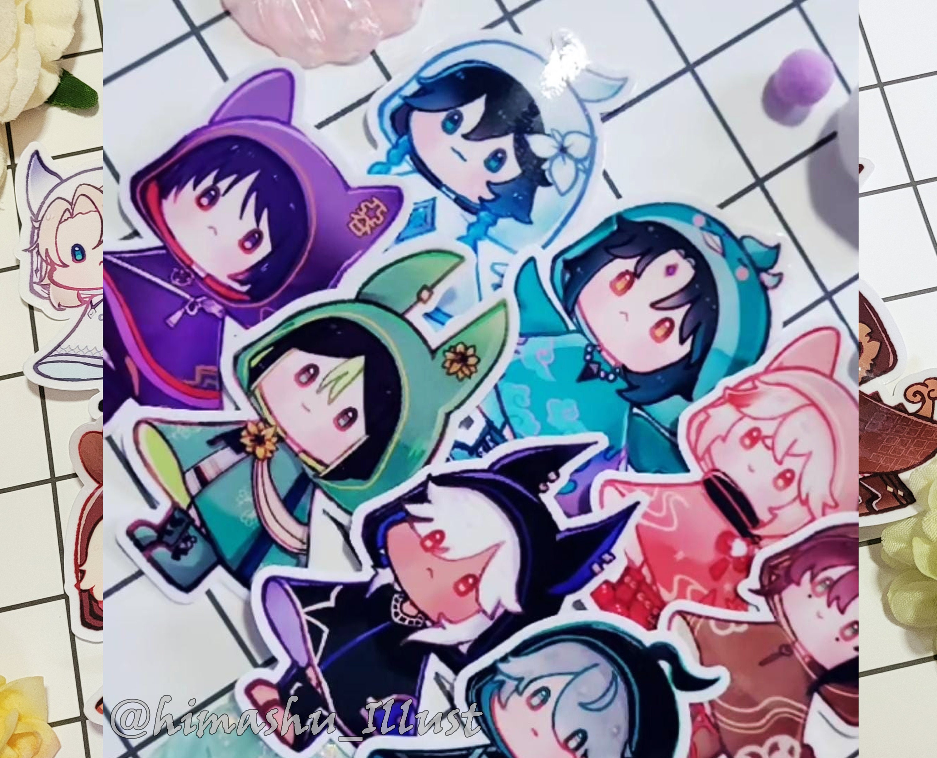 Genshin Impact Fanmerch Fanart Chibi Poncho Stickers - Etsy