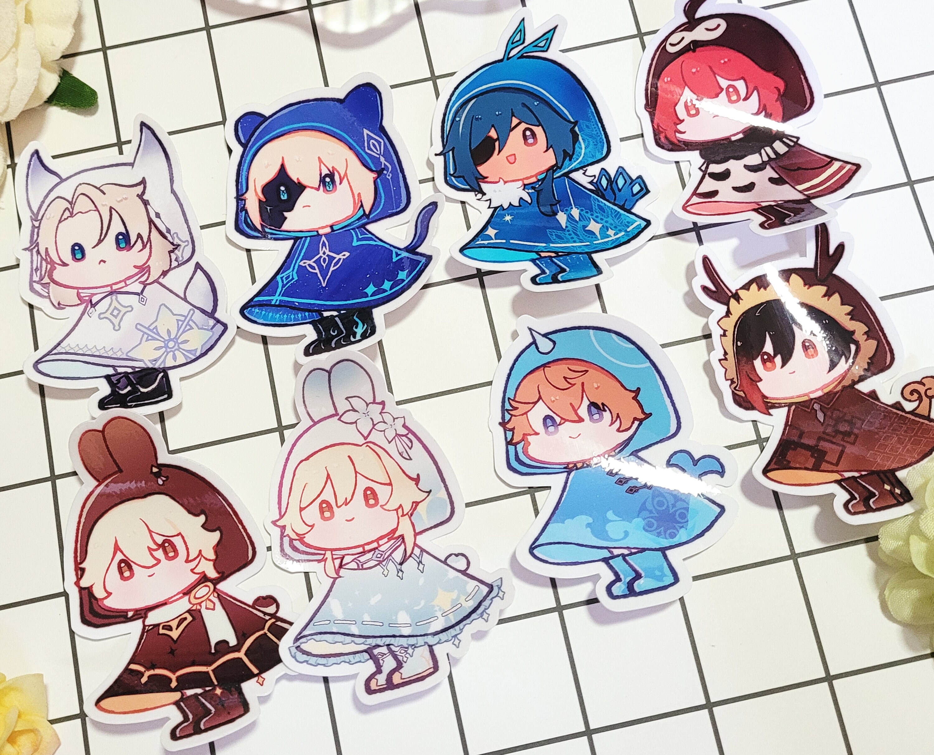 Genshin Impact Fanmerch Fanart Chibi Poncho Stickers - Etsy