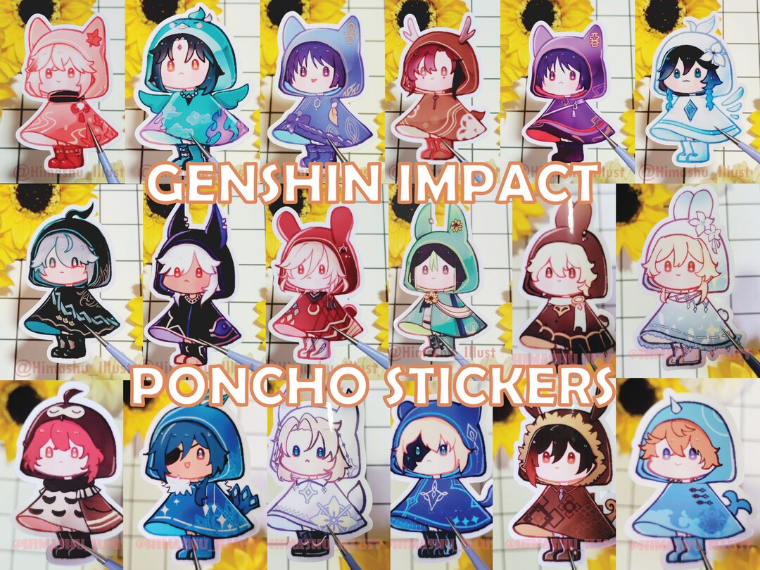 Genshin Impact Fanmerch Fanart Chibi Poncho Stickers - Etsy