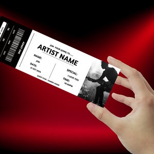Concert Ticket Template, Editable Concert Ticket, Concert Ticket Gift ...