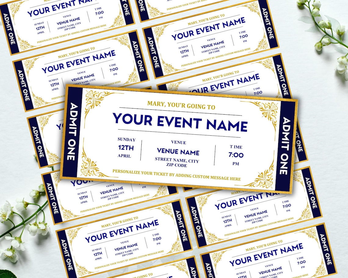 Event Ticket Template, Editable Event Ticket, Concert Ticket Gift ...