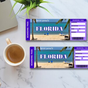 Printable Florida Surprise Trip Ticket, Youre Going to Florida, Gift ...
