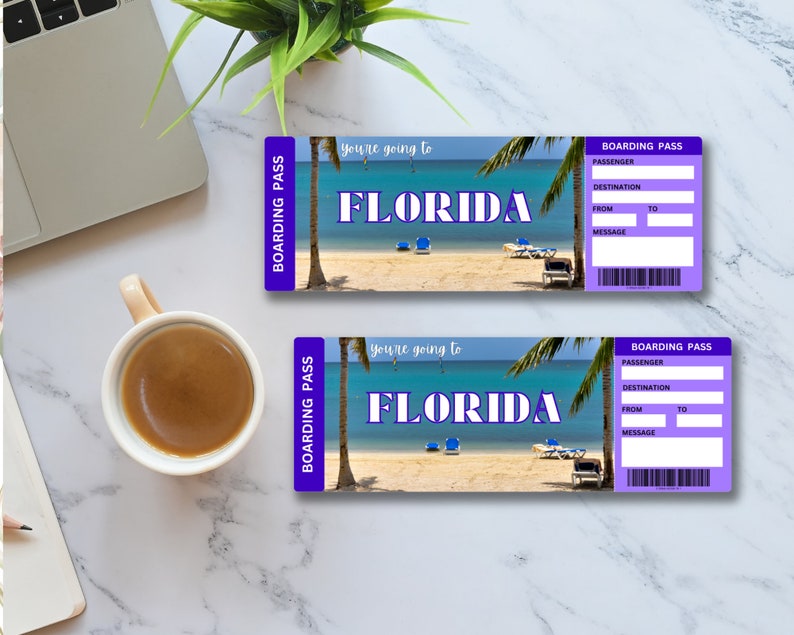 Printable Florida Surprise Trip Ticket, Youre Going to Florida, Gift ...