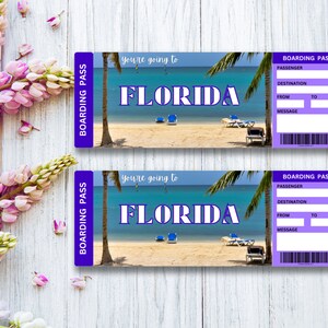 Printable Florida Surprise Trip Ticket, Youre Going to Florida, Gift ...