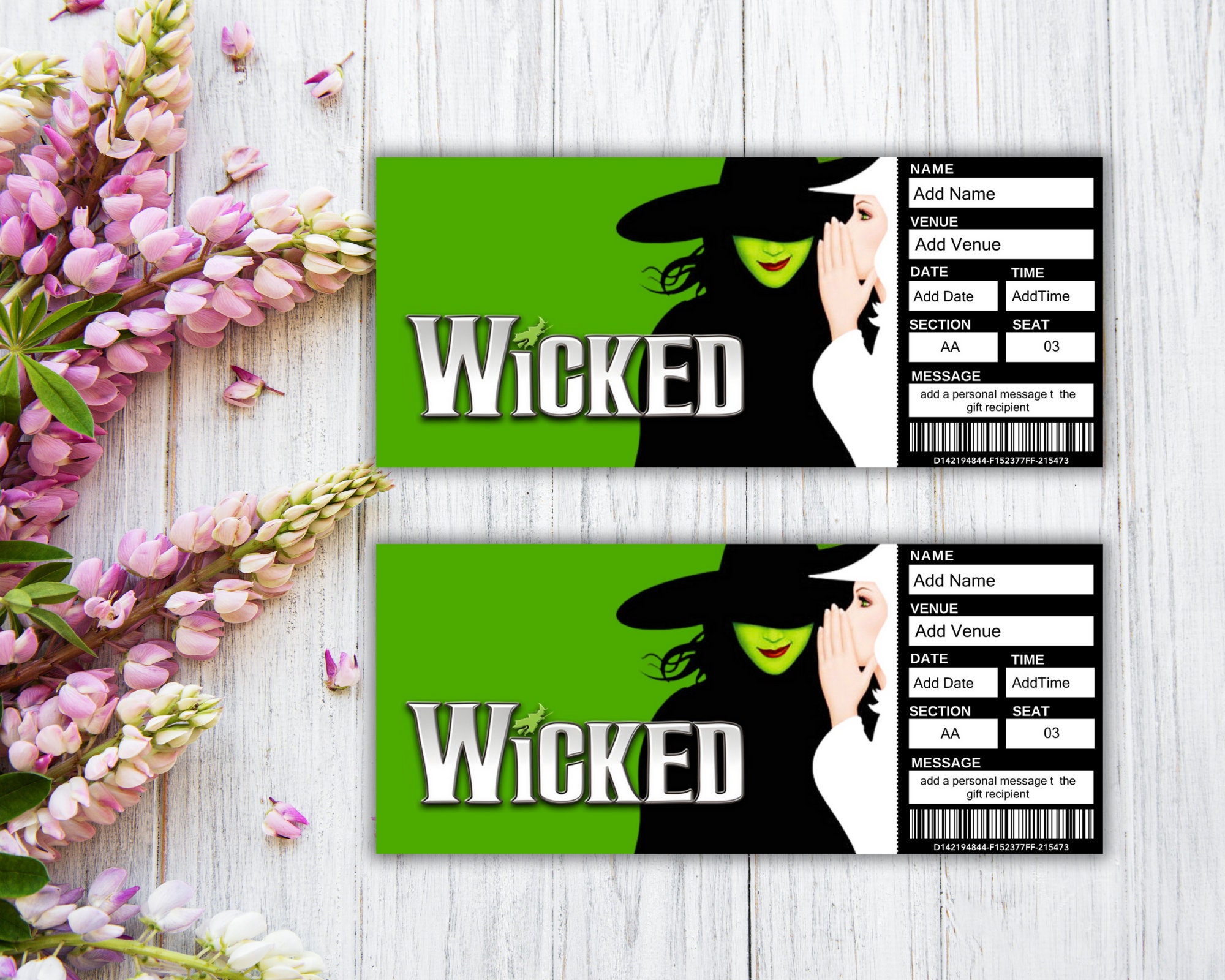 Editable Wicked Broadway Surprise Ticket, Printable Ticket Template ... Editable Wicked Broadway Surprise Ticket, Printable Ticket Template ...