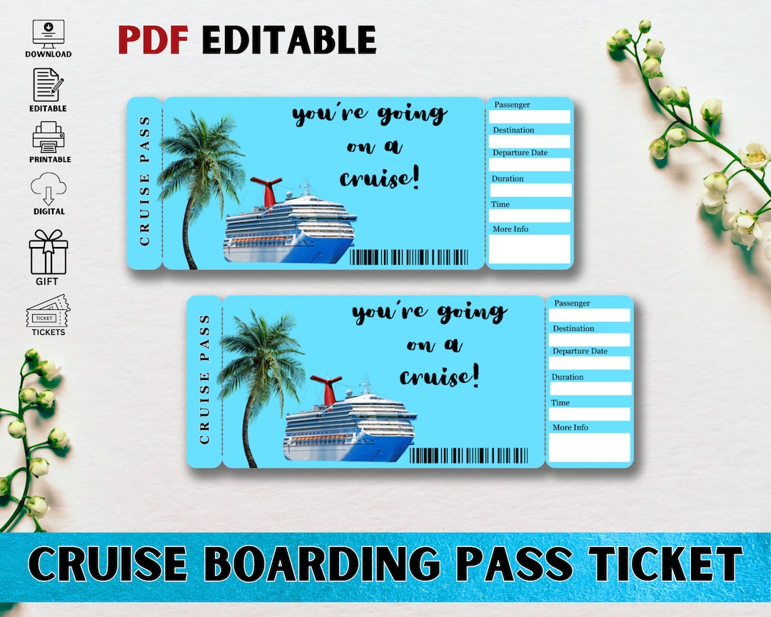 Canva Editable Cruise Ticket Template, Printable Cruise Trip Ticket ...
