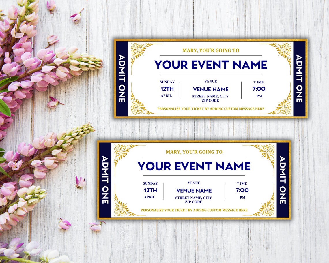 Event Ticket Template, Editable Event Ticket, Concert Ticket Gift ...