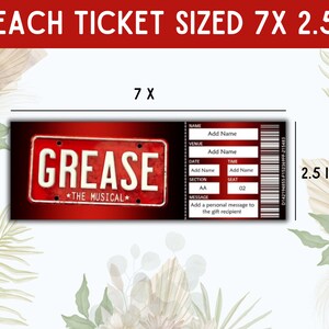 Editable Grease Broadway Ticket Template, Printable Ticket, Musical ...